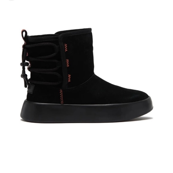 UGG | Shoes | Ugg Classic Boomer Black Winter Ankle Boots With Orange ...